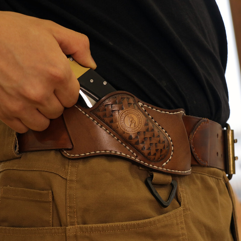 TOURBON Leather Folding Knife Sheath Blade Protector Pocket Knives Belt ...