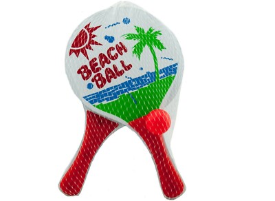Wooden Racket Beach Paddle Bat and Ball Set Picnic Family Outdoor ...