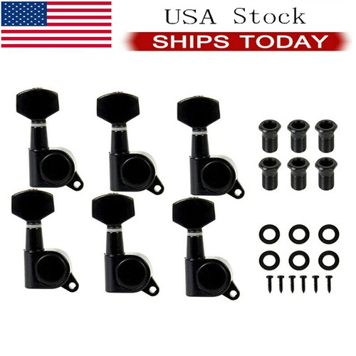 Black 6R Inline Guitar String Tuning Peg Tuner Machine Head for Strat ...