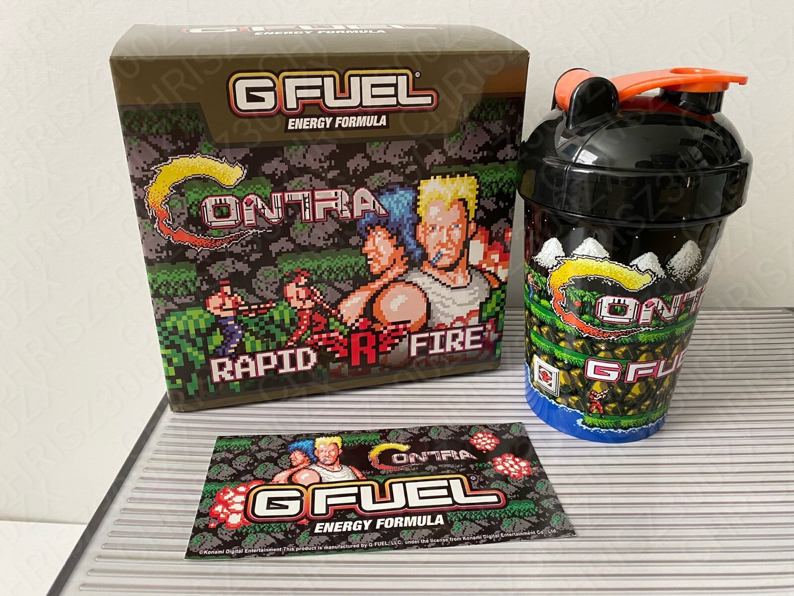 GFUEL Contra Rapid Fire Collector's Box + Shaker Cup & Sticker ONLY G ...