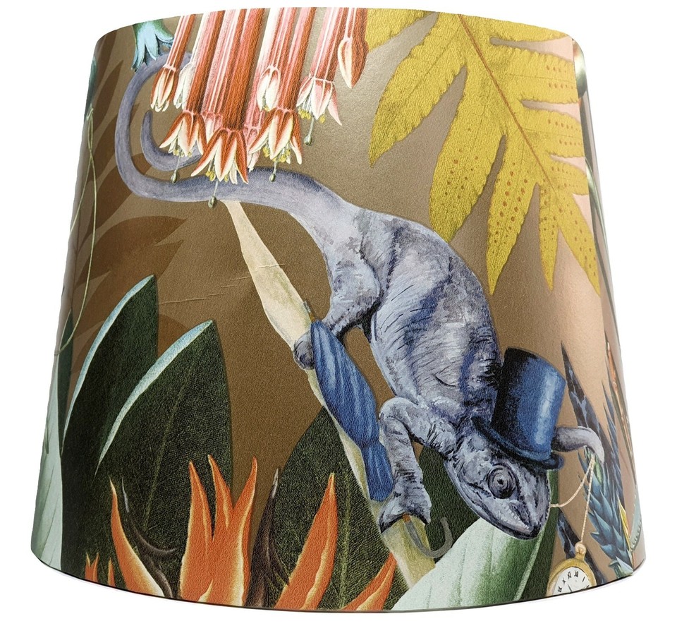 Tropical Jungle Lampshade Light Shade Parrot Chameleon Palm Leaf Leaves ...