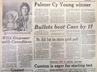 1975 newspaper Baltimore Orioles baseball pitcher JIM PALMER wins CY ...