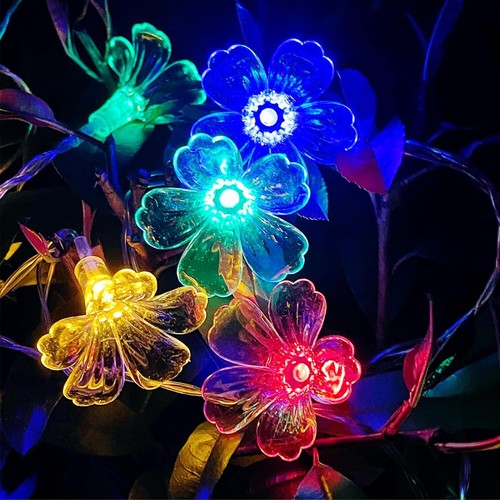 Solar Flower Lights Outdoor Morning Glory Flowers LED String Lights ...