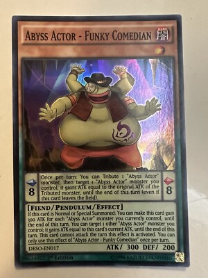 YuGioh Abyss Actor - Funky Comedian NM (1st Ed.) DESO-EN017 Super Rare ...