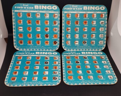 (4) Rare Authentic 1950's Regal Mfg. Co. Find-A-Car Bingo Boards ...