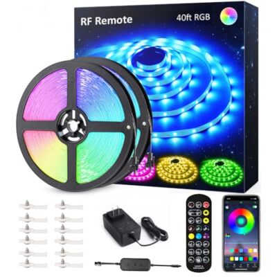 Novostella 40ft RGB Smart LED Strip Light kit, Flexible Color Changing ...