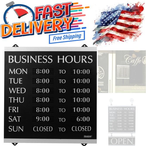 Business Hours Sign Heavy-duty Plastic 14x13 Inch Wall Hanging with 176 ...