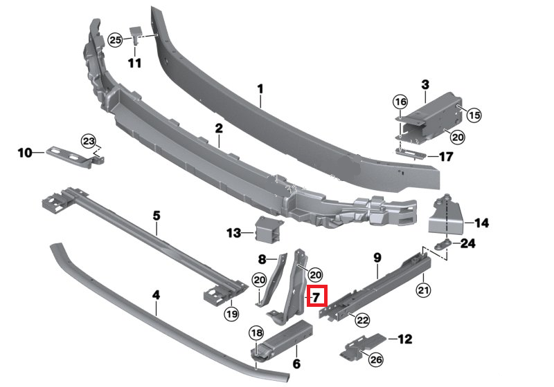 MINI OEM 14-15 Cooper Front Bumper-Vertical Support Left 51117301585 ...