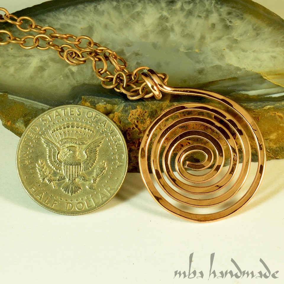 Pure Copper Wire Wrapped Unisex Spiral Pendant - Artisan Unique Jewelry ...