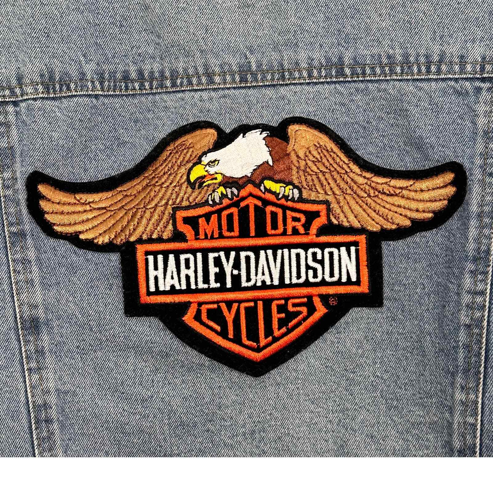 Harley Davidson Patch Jacket Denim Blue Jean Trucker … - Gem