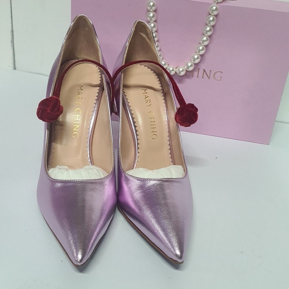 Women's High Heels Leather Shoes Mary Ching Jacqueline 105 Pink Size ...