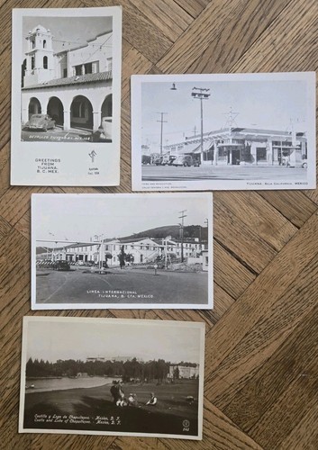 4 RPPC Real Photo Postcards Mexico Tijuana Calle B.C. Mex. border ...