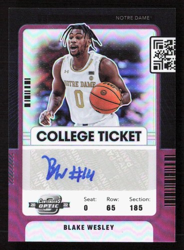 2022-23 Chronicles Draft Picks Blake Wesley Contenders Optic Purple ...