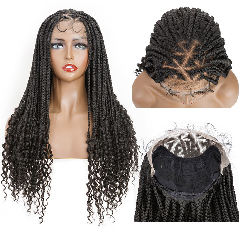 African Braided Lace Front Wigs As Human Hair Highlights Synthetic Full ...