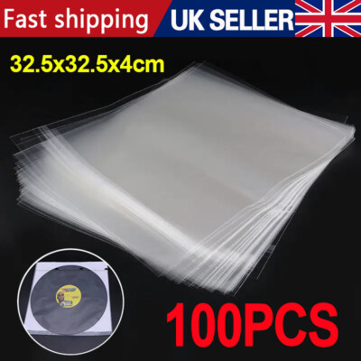 100Pcs Outer Record Blake Sleeves Clear Plastic Premium Vinyl LP Album ...