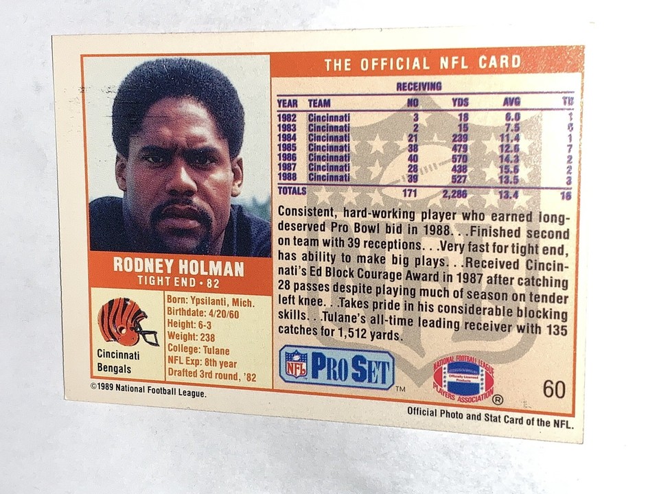 1989 Pro Set - Bengals #60 Rodney Holman Football Card | eBay