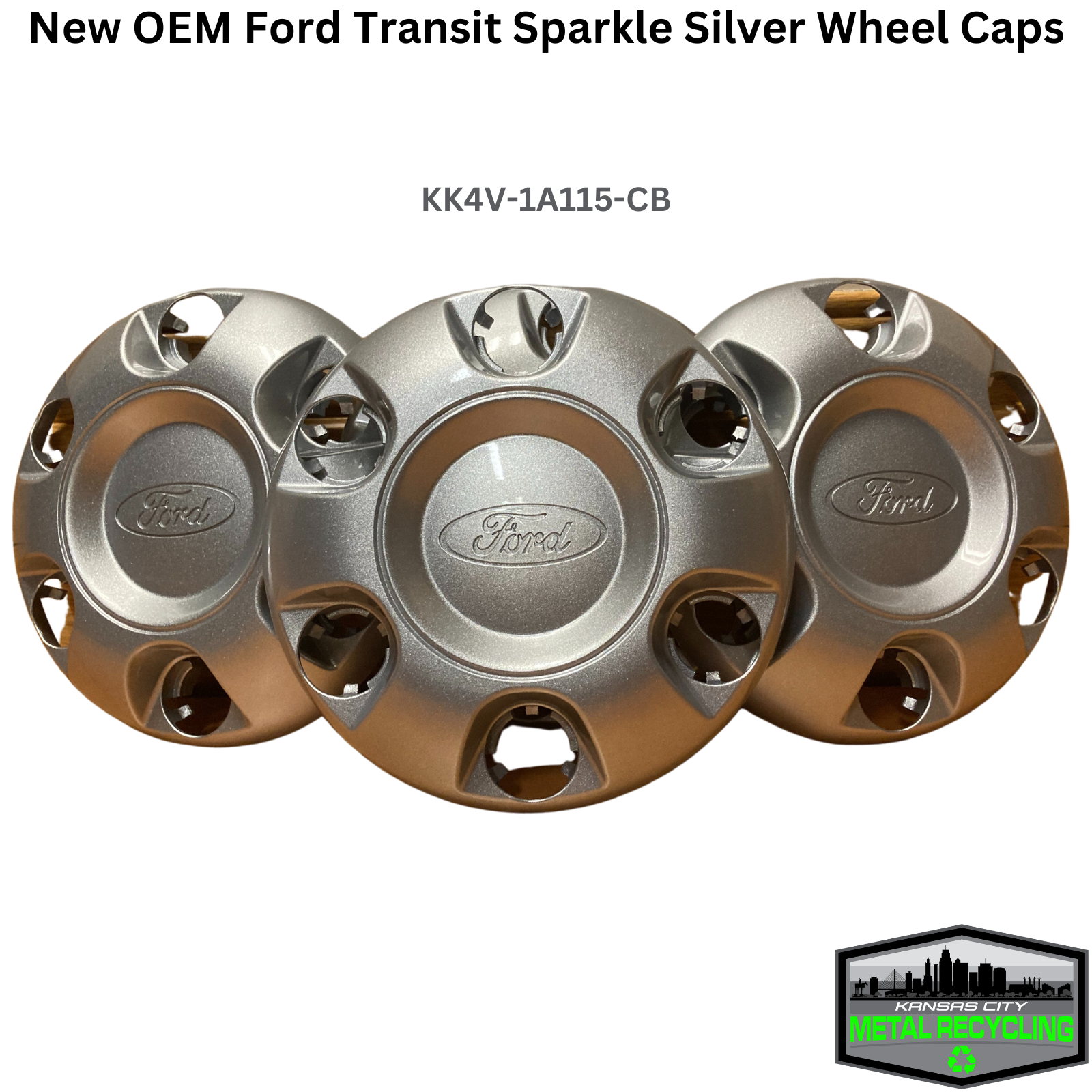 New OEM 6 Lug Sparkle Silver Center Wheel Caps (4) Ford Transit AWD 150 ...