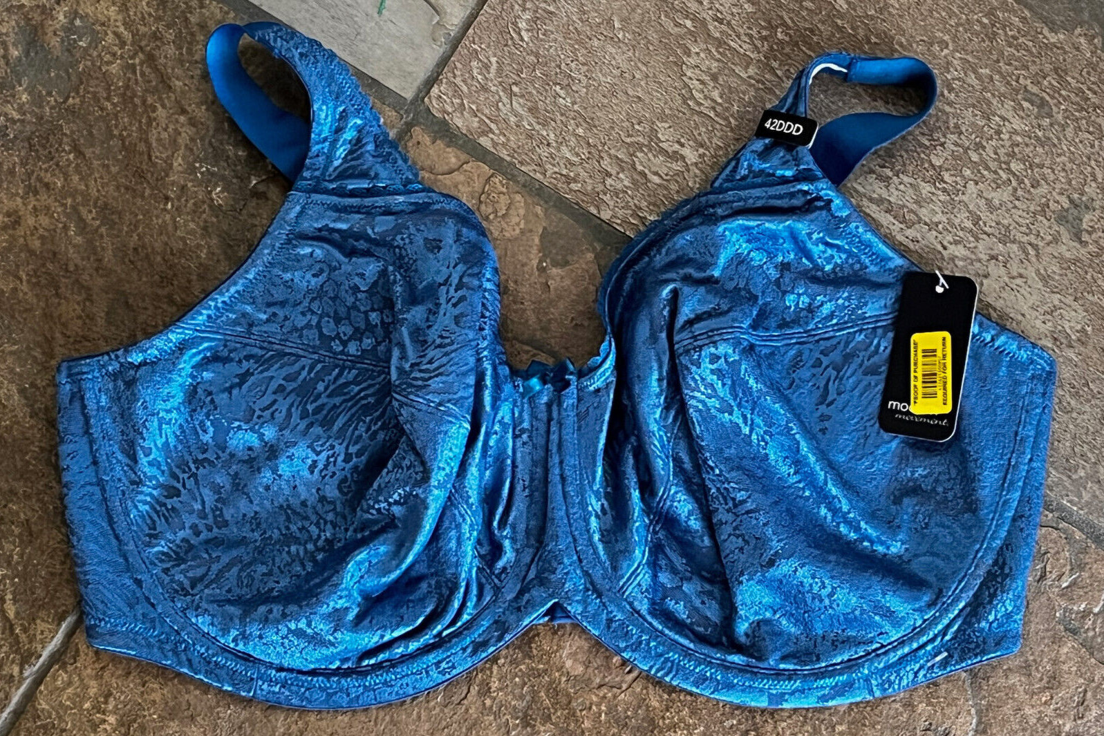 624 Modern Movement 42DDD Blue Embossed Satin Molded … - Gem