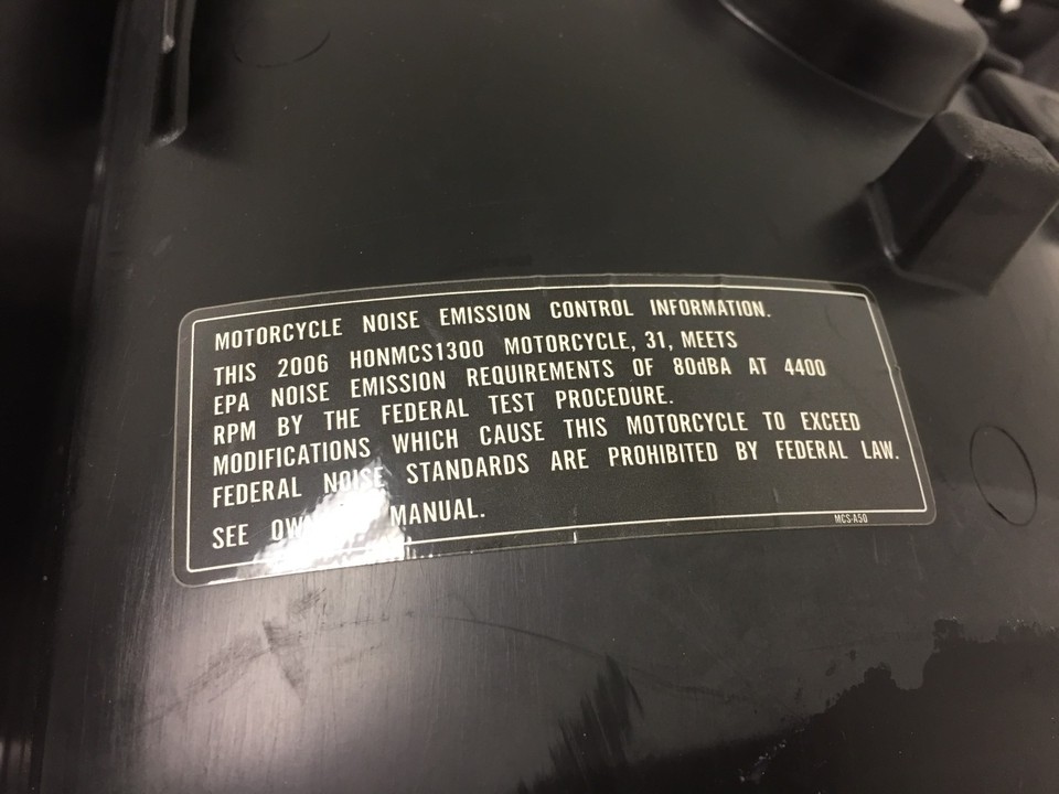 Honda 2003-2017 ST1300 California Rear Fender B W/ Emission Sticker ...