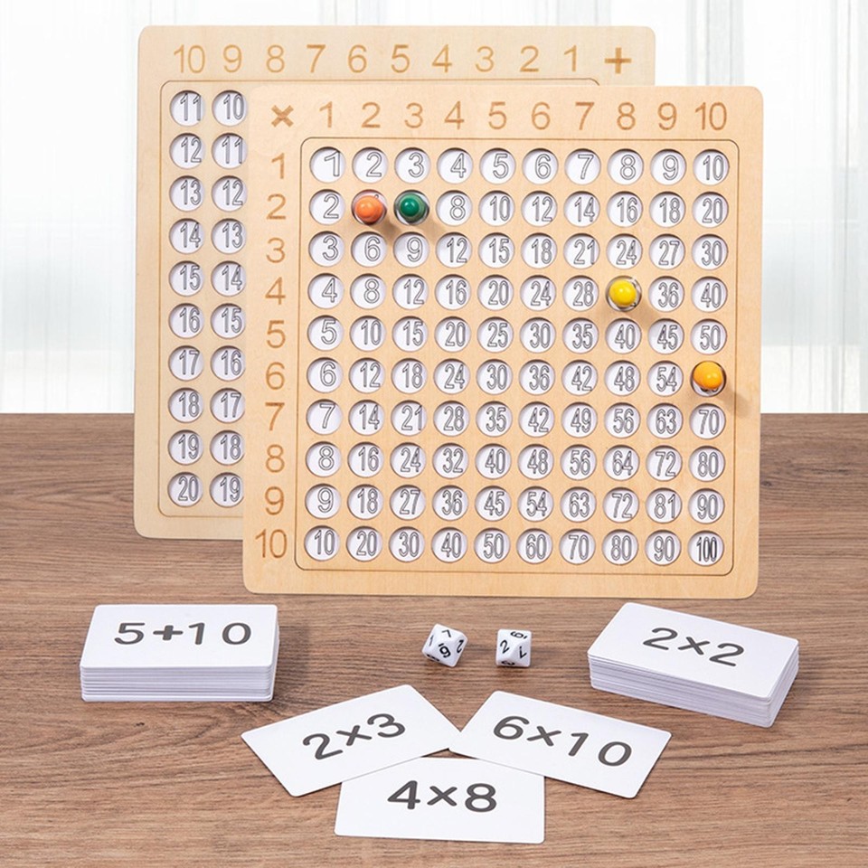 2 in 1 Wooden Multiplication Addition Board Game Double Sided Board ...