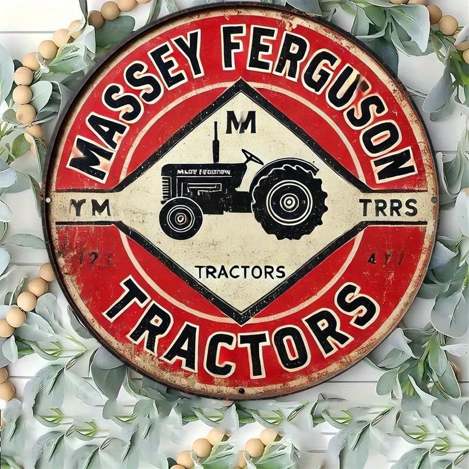 Round Rustic Vintage Tin Metal Sign Massey Ferguson Wall Art 8x8 | eBay