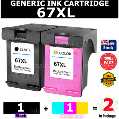 2x Generic 67XL 67 XL Ink For HP DeskJet 2330 2700 2720 4120 4122 Envy ...