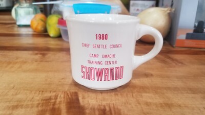 vintage boy scout coffee cup.1980..Chief SEATTLE COUNCIL CAMP OMACHE ...