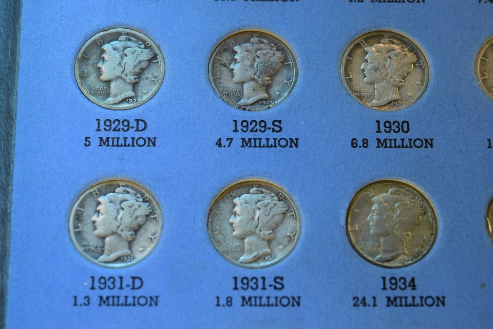 MERCURY DIME 77 SILVER COIN COMPLETE SET 1916--1945 INCLUDES THE 1916-D ...