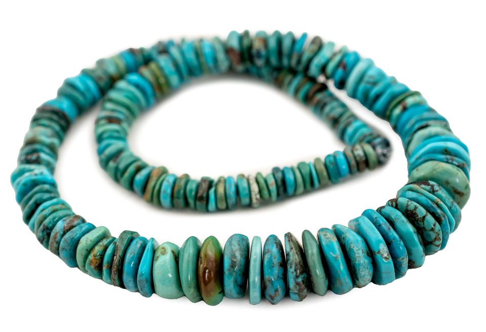Deep Blue Graduated Disk Turquoise Beads 11mm Gemstone 16 Inch Strand ...