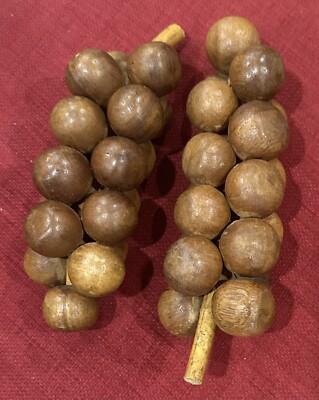 2 Vintage MCM Cluster Bunch Wooden Grapes 19 Grapes Each Bunch 8” | eBay