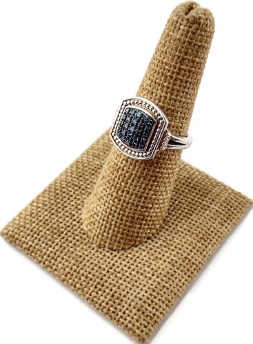 Affinity Diamonds Sterling Silver 925 Blue Diamond Cluster Ring Size 7 ...