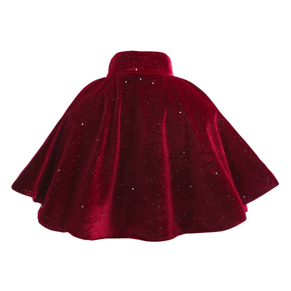 Girls Velvet Cape Crop Cloak Bolero Wrap Stole Shrug Bridesmaid Tippet ...