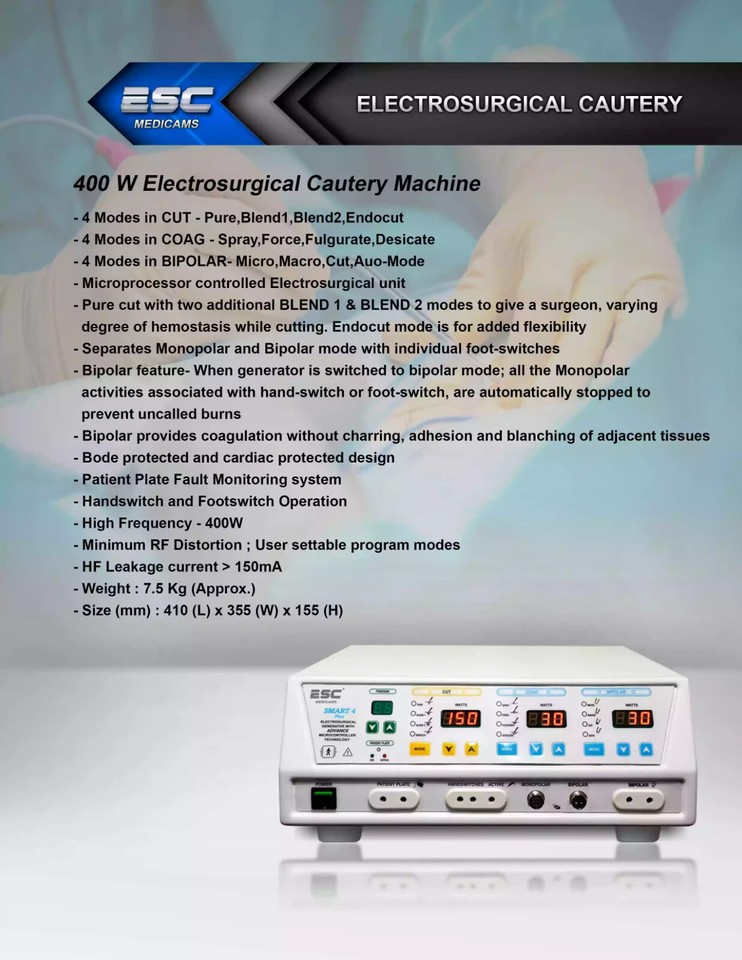 Bipolar Electrocautery Machine and Electrosurgical Generator Unit with ...