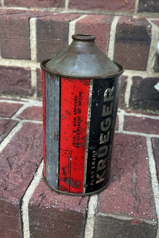 Krueger Finest Beer - Quart Cone Top Beer Can K Man Vintage Red | eBay