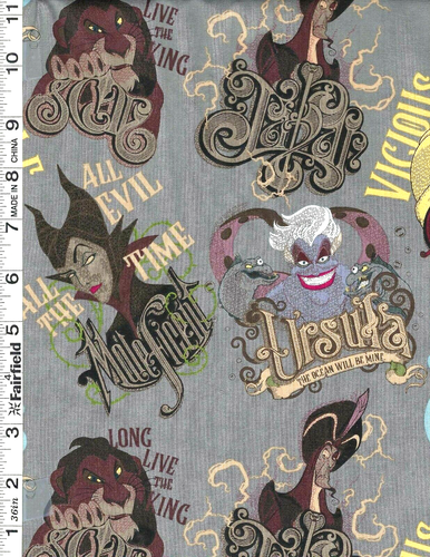 Disney Villains Chalk Colored Allover by Springs Creatvie bty | eBay