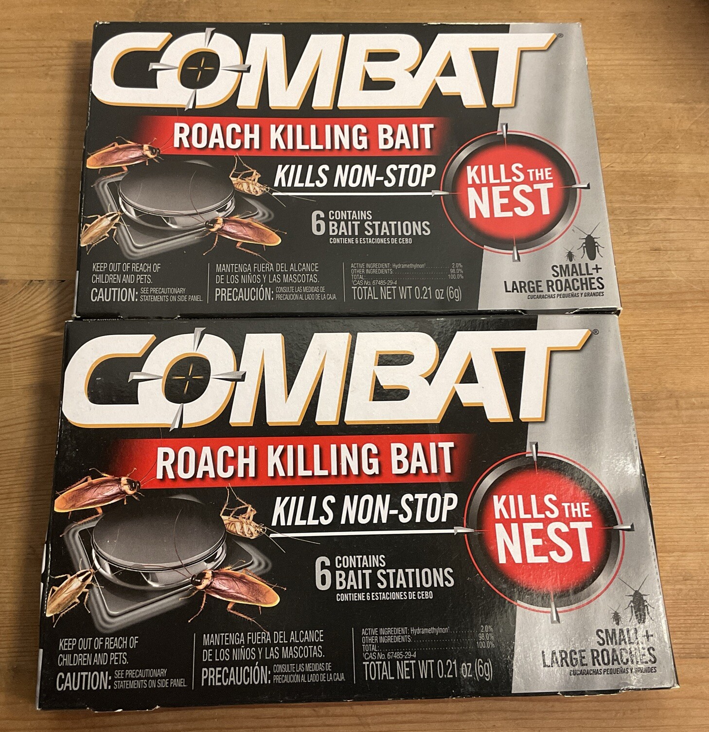 Combat Roach Killing Bait Stations for Small and Large Roaches, 6 Count ...