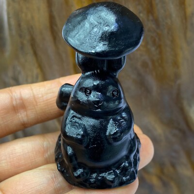 2"+ Natural Obsidian sloth Hand Carved Quartz Crystal Reiki healing 1PC ...