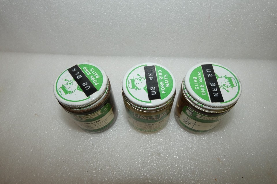 Uncle Josh Pork Rind Baits U2 TWIN TAIL Trailers BLACK WHITE BROWN 1 ...