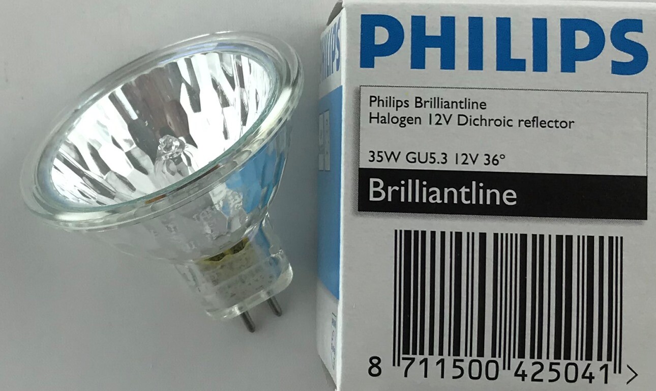 Philips Brilliantline 12v 35W Dichroic MR16 GU5.3 Halogen Bulb 51MM ...