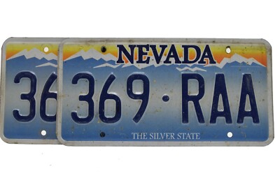 Nevada License Plate The Silver State 369 RAA - PAIR | eBay
