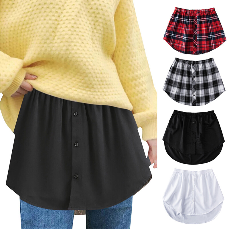 Women Mini Shirt Tail Skirts Blouse Hem Detachable Underskirt Extender ...