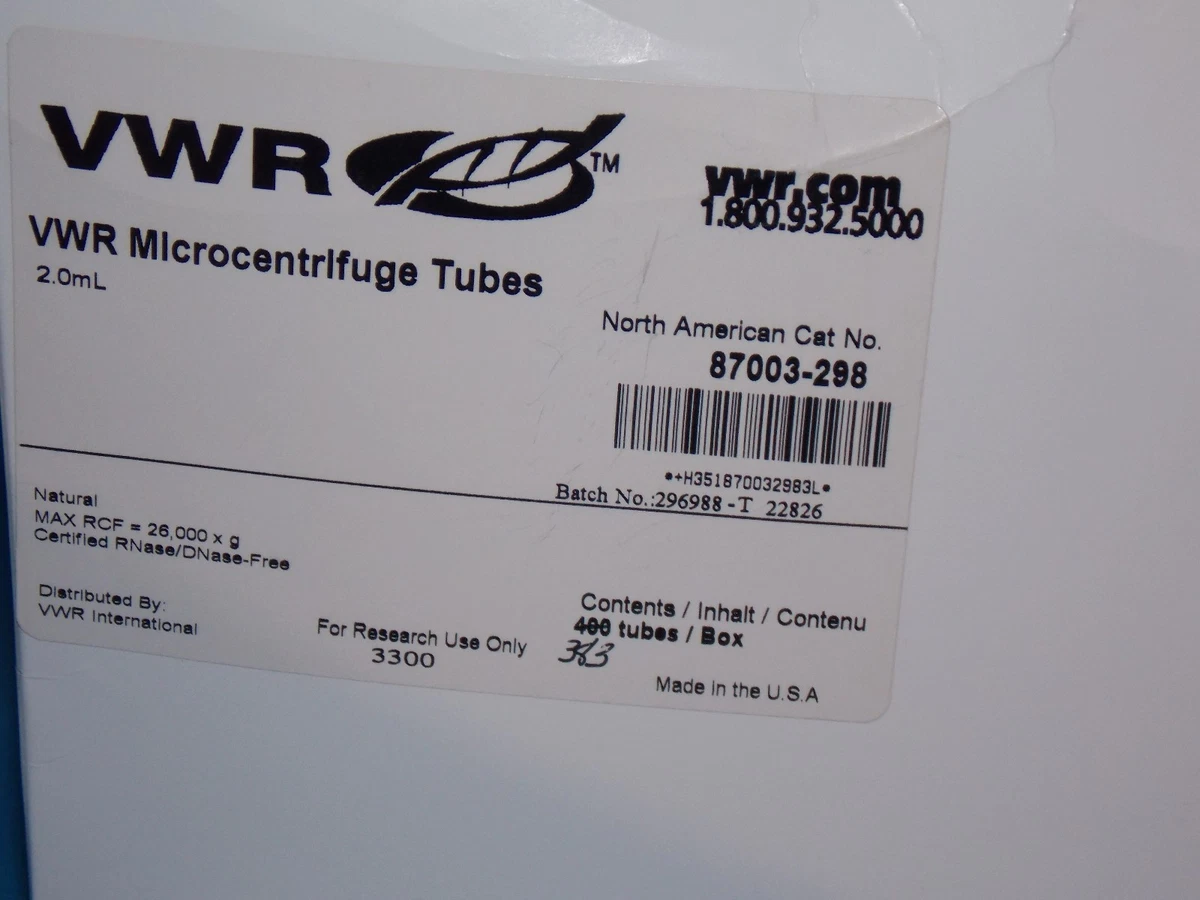 VWR Graduated Microcentrifuge Tubes #20170-355, 57% OFF