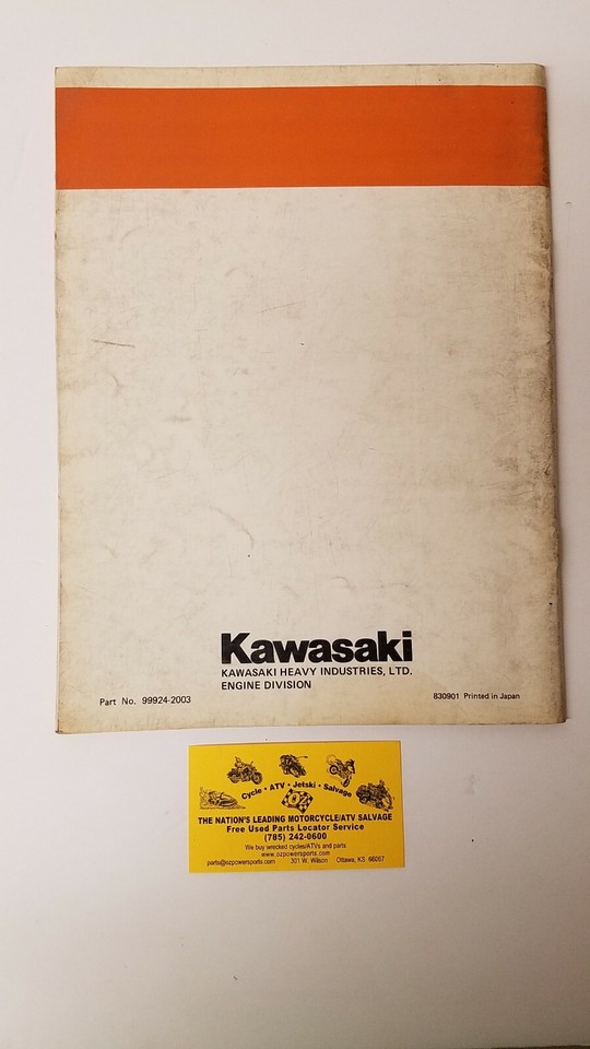 Used OEM Kawasaki KG550B KG750B Portable Generator Service Manual OEM ...