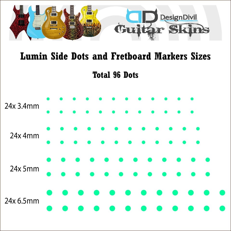 Glow in the Dark Luminous Side Dots, Fret Markers Decal Stickers for ...