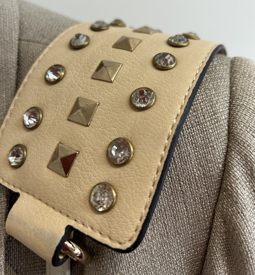 Anna Smith NY shoulder bag Beige Black Studs | eBay Australia