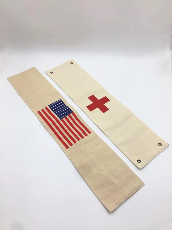 2PCS WWII US PARATROOPER FLAG ARM BAND & MEDIC MEDICAL RED CROSS SLEEVE ...