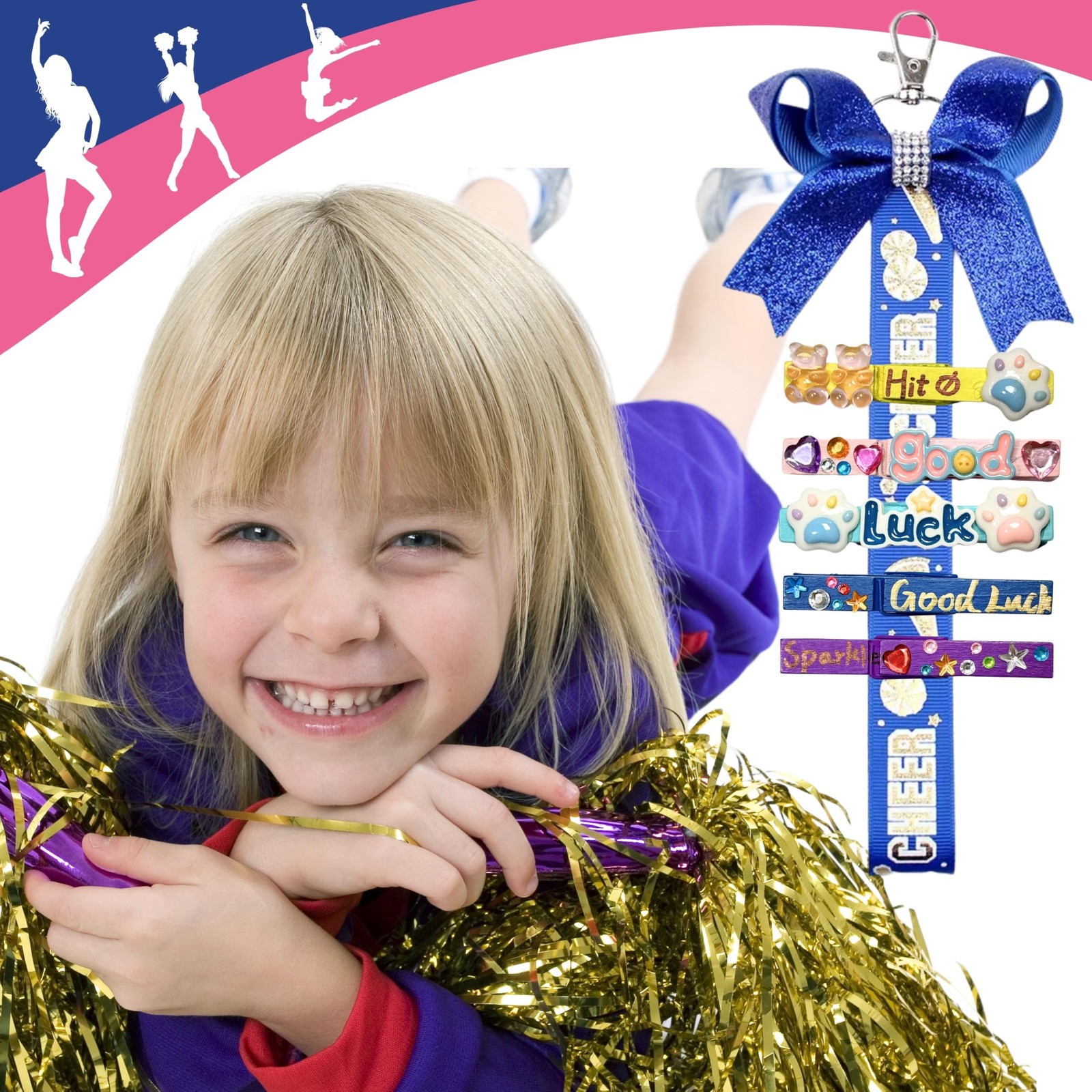 60 Set Cheer Pins with Tablecloth - Wooden Clothespins for Cheerleaders ...