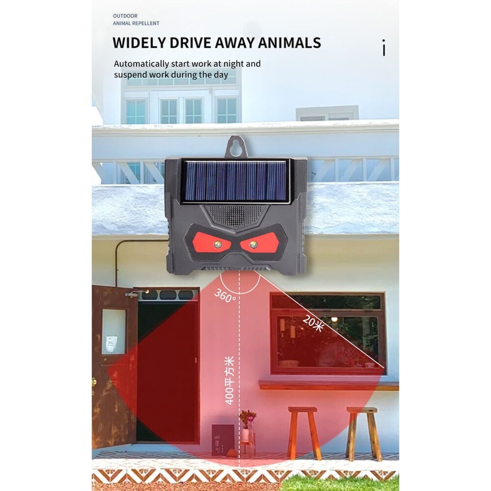 Ultrasonic Sound Pest Repellent Control Solar Wild Animal Repeller Rat ...
