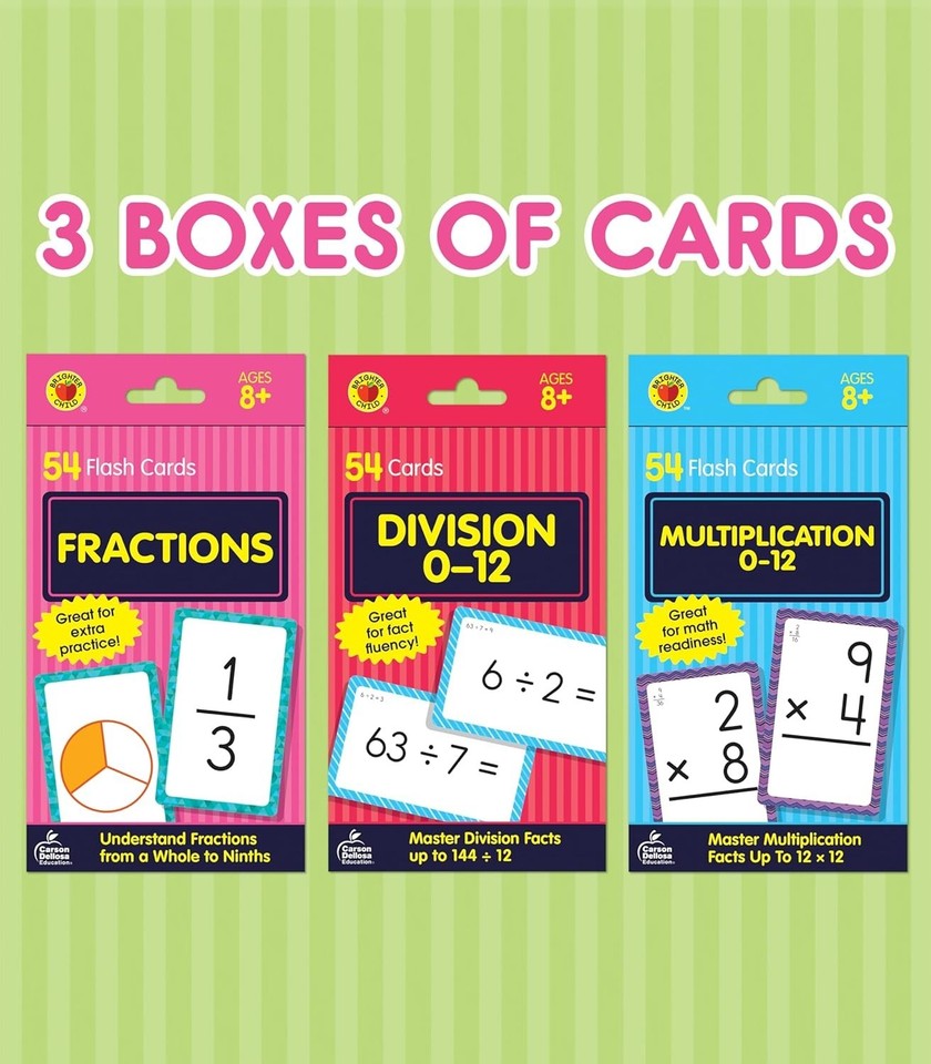 Division Fractions Multiplication Flash Cards 3-Set - Ages 8-12 | eBay