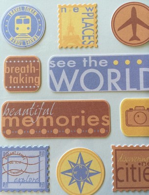 TRAVEL ABROAD WORD Cardstock Stickers(14pc)Sticko•Getaways •See The ...